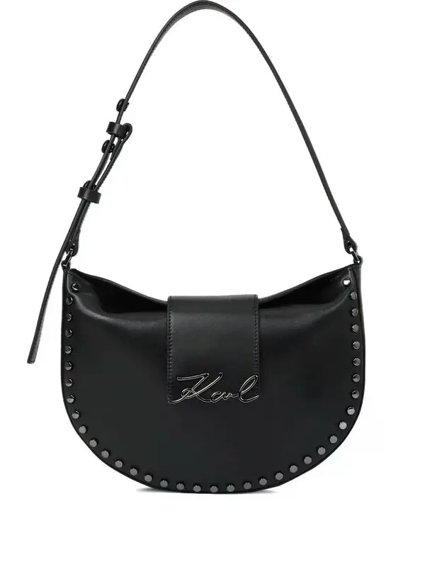 Karl Lagerfeld K/signature Stud-embellished Shoulder Bag - Black