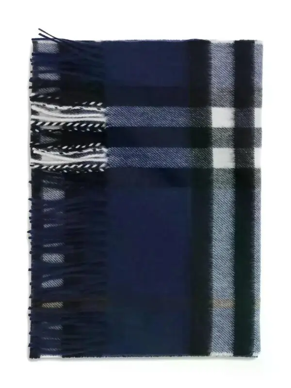 Burberry Check Cashmere Scarf - Blue