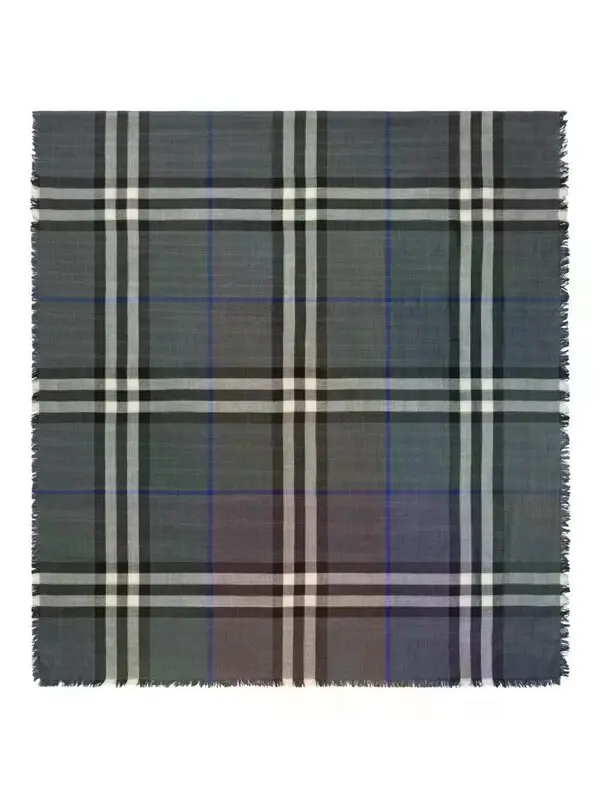 Burberry Checked Frayed Scarf - Grey