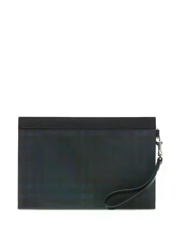 Burberry Check-pattern Leather Clutch