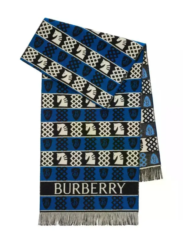 Burberry Patterned-jacquard Scarf - Blue