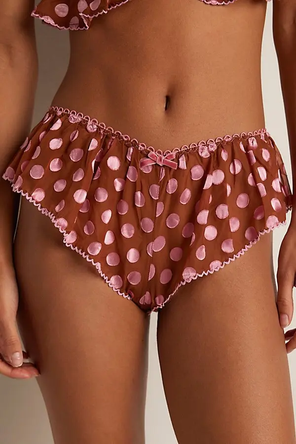 Free People Frosted Dot Flutter Undies - Almond Combo
