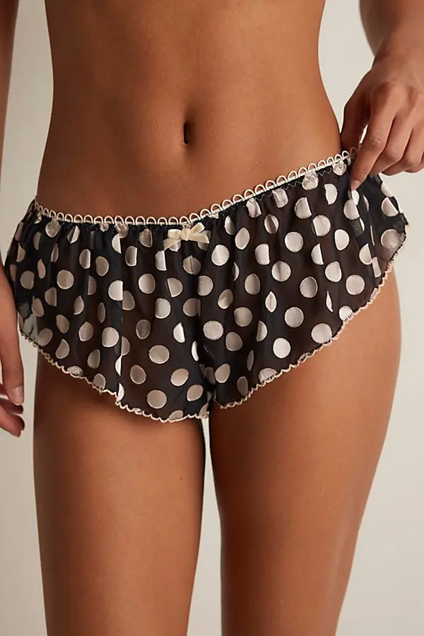 Free People Frosted Dot Flutter Undies - Black And White Combo