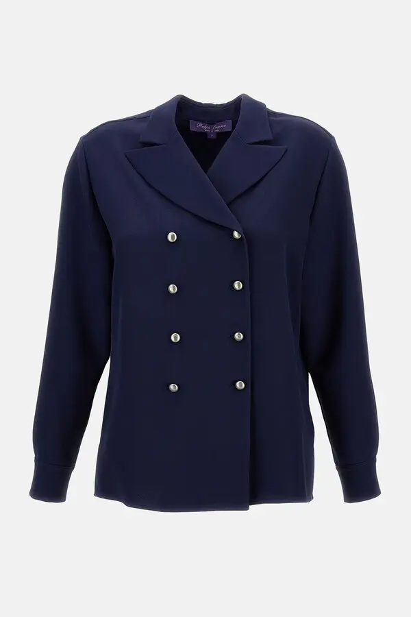Ralph Lauren Camicia In Seta Con Bottoni - Blu