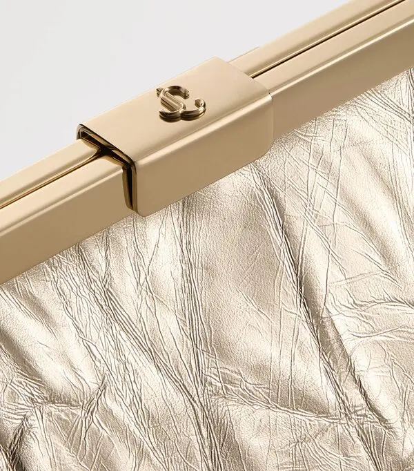 JIMMY CHOO Metallic Leather Ganache Clutch - Silver