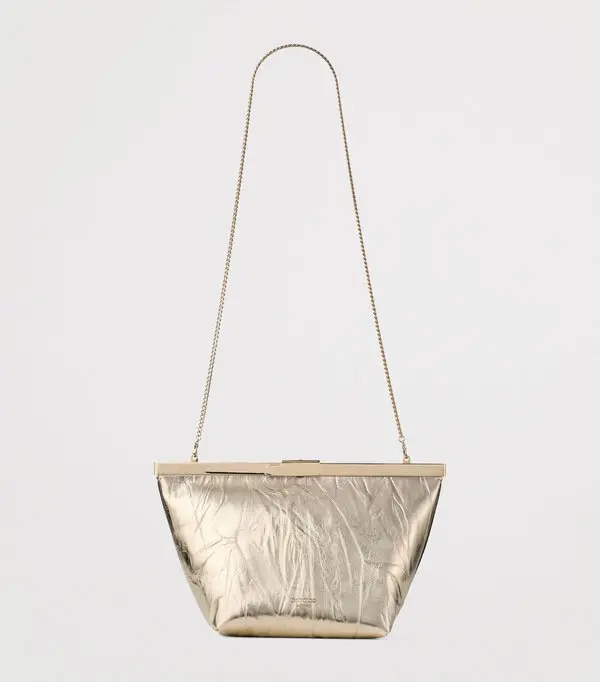 JIMMY CHOO Metallic Leather Ganache Clutch - Silver