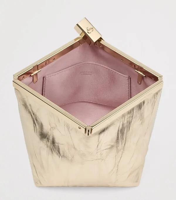 JIMMY CHOO Metallic Leather Ganache Clutch - Silver