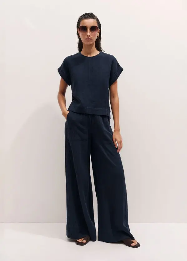 ME+EM Cheesecloth T-shirt - Navy