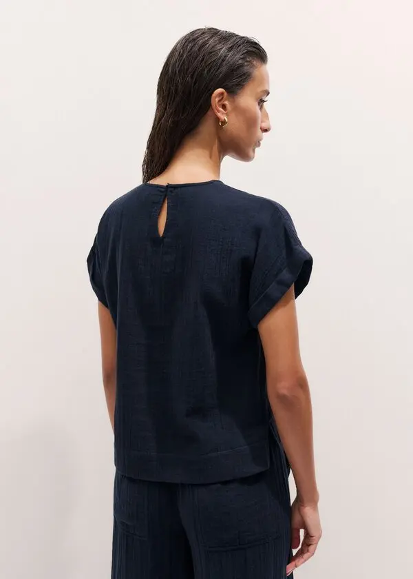 ME+EM Cheesecloth T-shirt - Navy