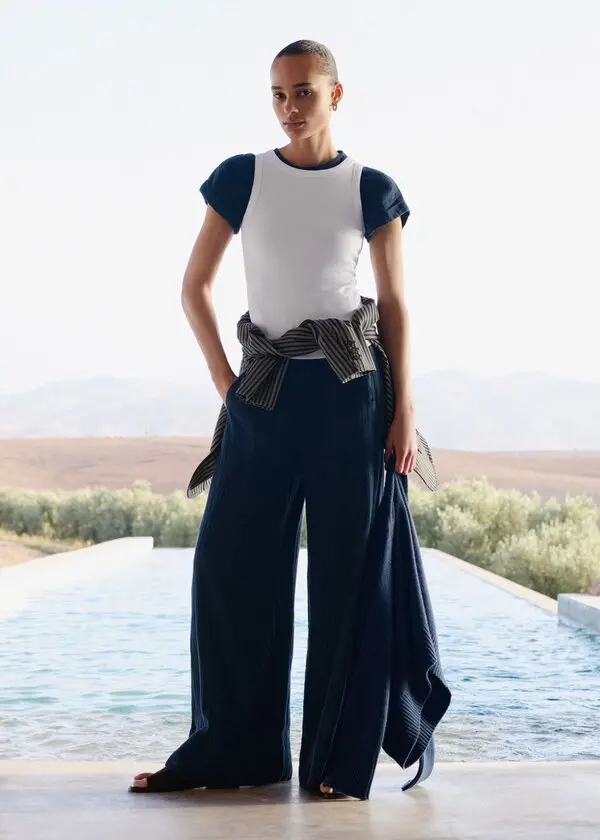 ME+EM Wide-leg Trouser - Navy