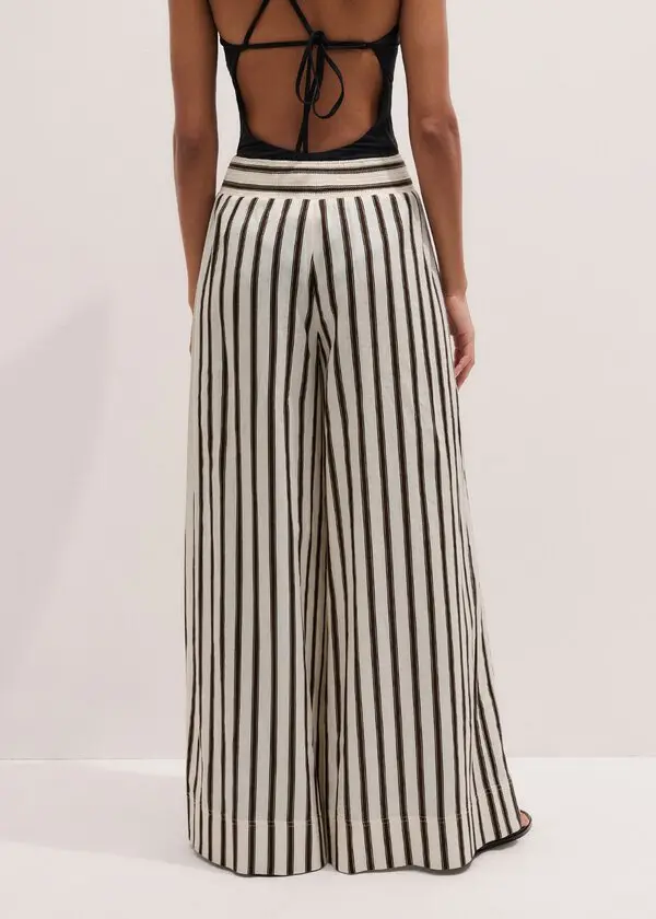 ME+EM Linen-blend Spring Stripe Wide-leg Trousers
