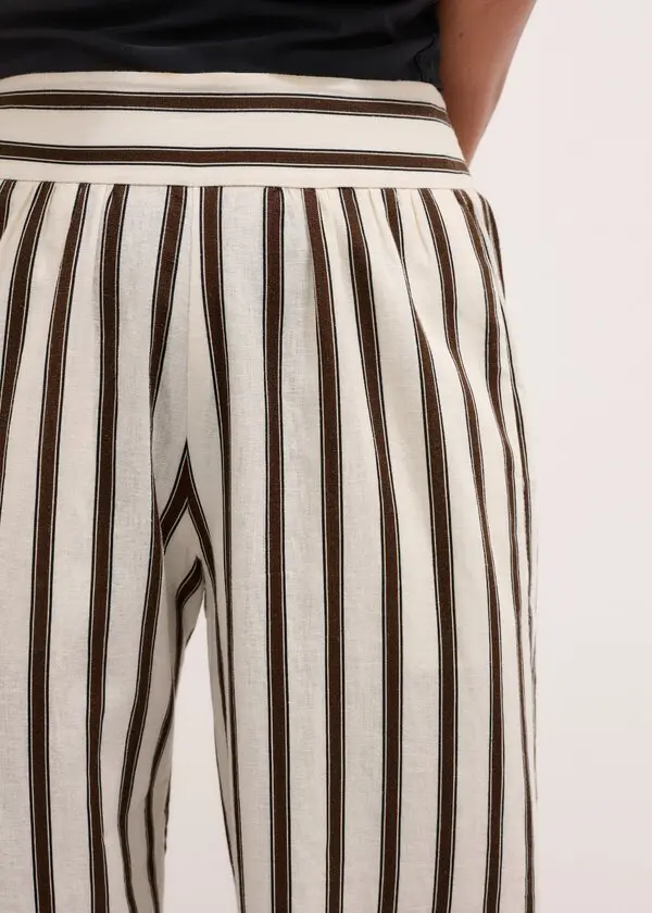 ME+EM Linen-blend Spring Stripe Wide-leg Trousers