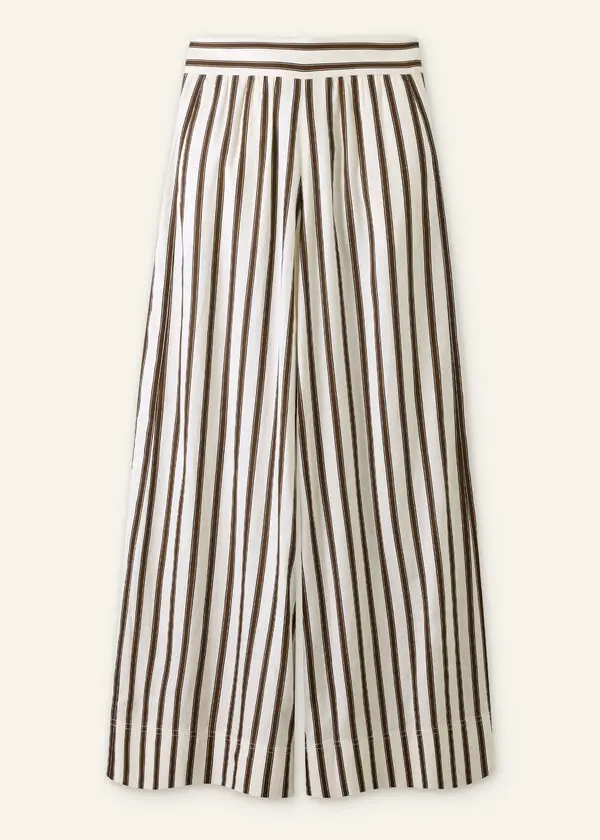 ME+EM Linen-blend Spring Stripe Wide-leg Trousers