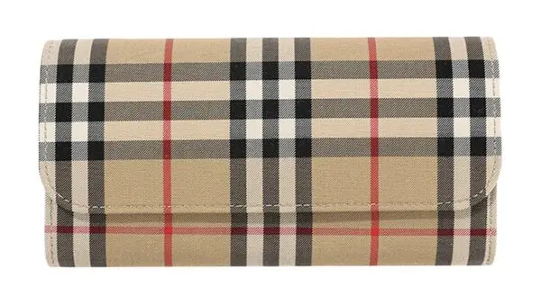 Burberry Halton Check Fabric Long Wallet - Archive Beige