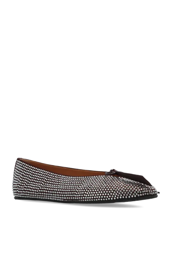 Attico Ballet Flats With Crystal Embellishments - Silver