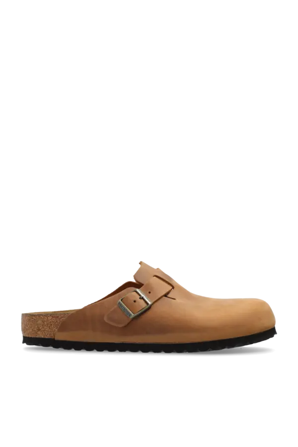 BIRKENSTOCK Boston Bs Suede Leather Sliders - Brown