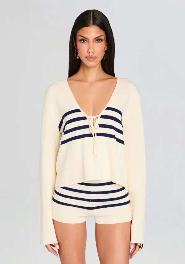 SEROYA Chrys Sweater - Eggshell/navy