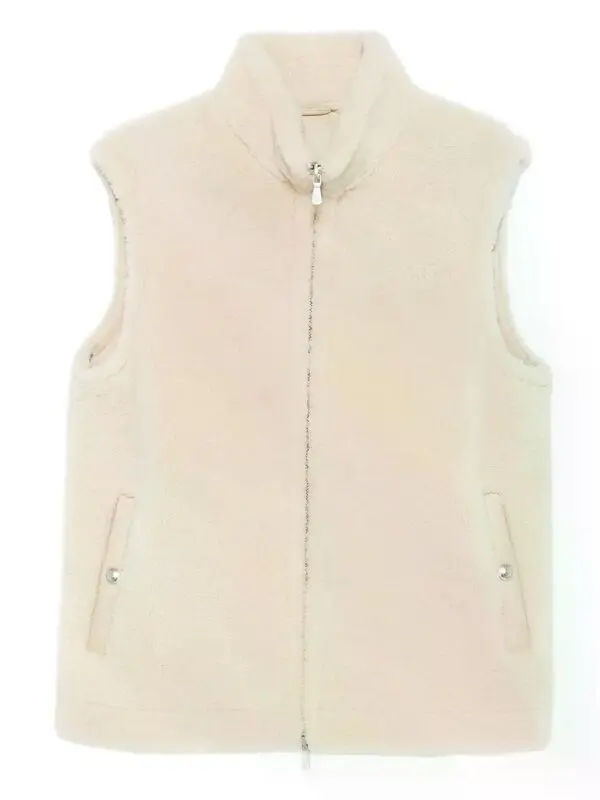 Eleventy Shearling Zip-front Gilet - Neutrals