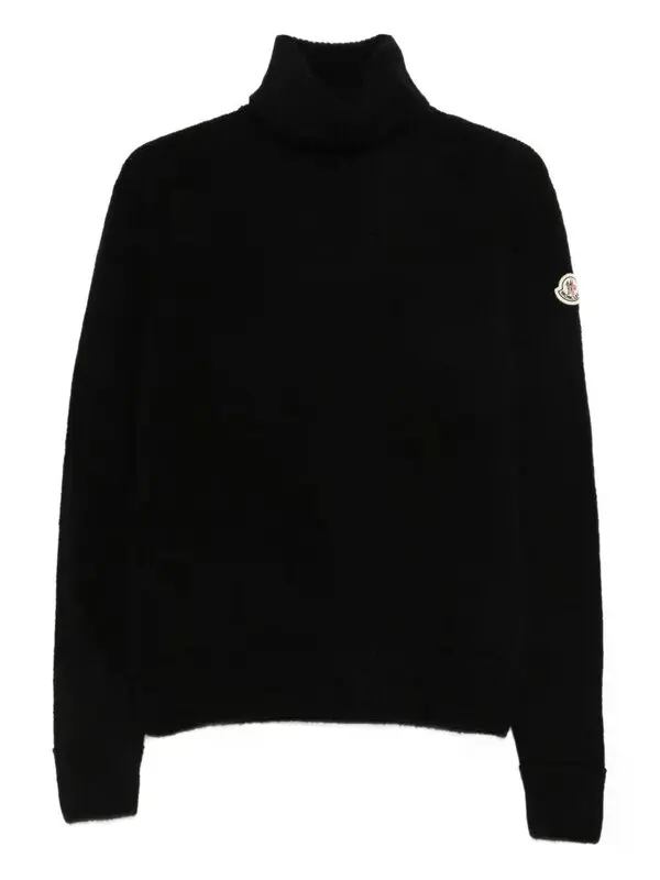 Moncler Turtleneck Long-sleeve Sweater With Logo Patch