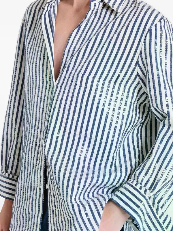 TWP Striped Sequin-embellished Shirt