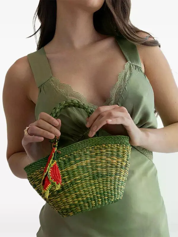 AMOR Y MEZCAL Woven Straw Tote Bag
