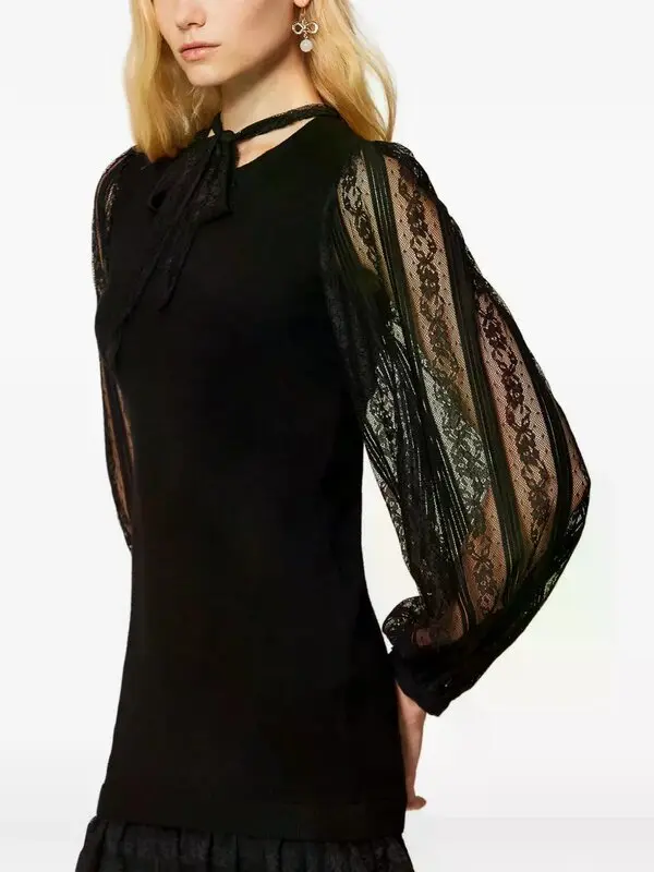 TWINSET Short Knit Dress With Lace Detailing