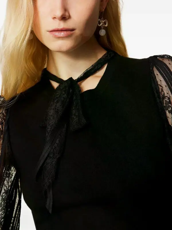 TWINSET Short Knit Dress With Lace Detailing