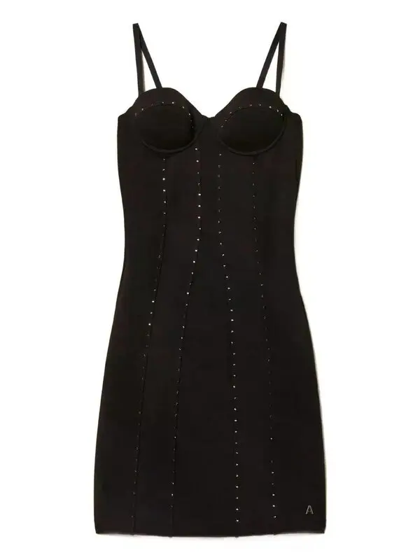 TWINSET Short Bustier Dress With Hotfixed Rhinestones