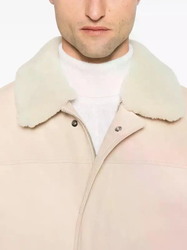 Eleventy Leather Shearling-collar Parka