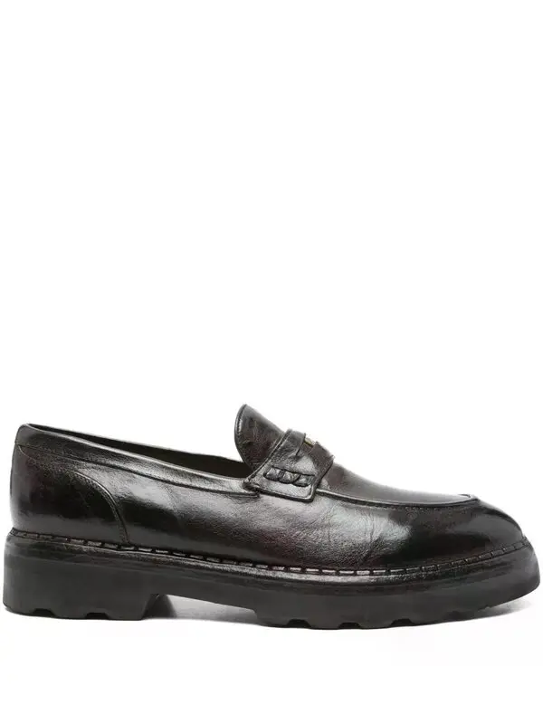 Eleventy Embedded-coin Leather Loafers