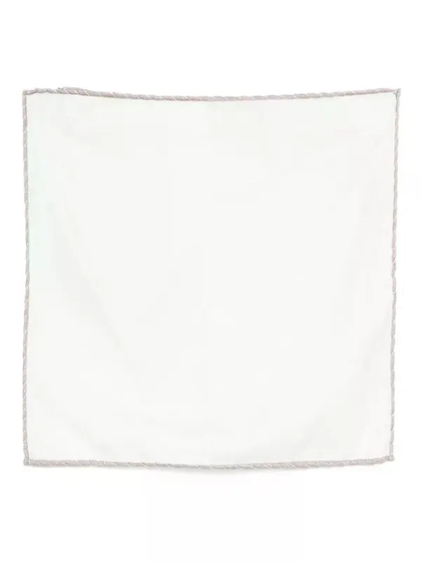 Eleventy Cotton Contrasting-trim Pocket Square - White