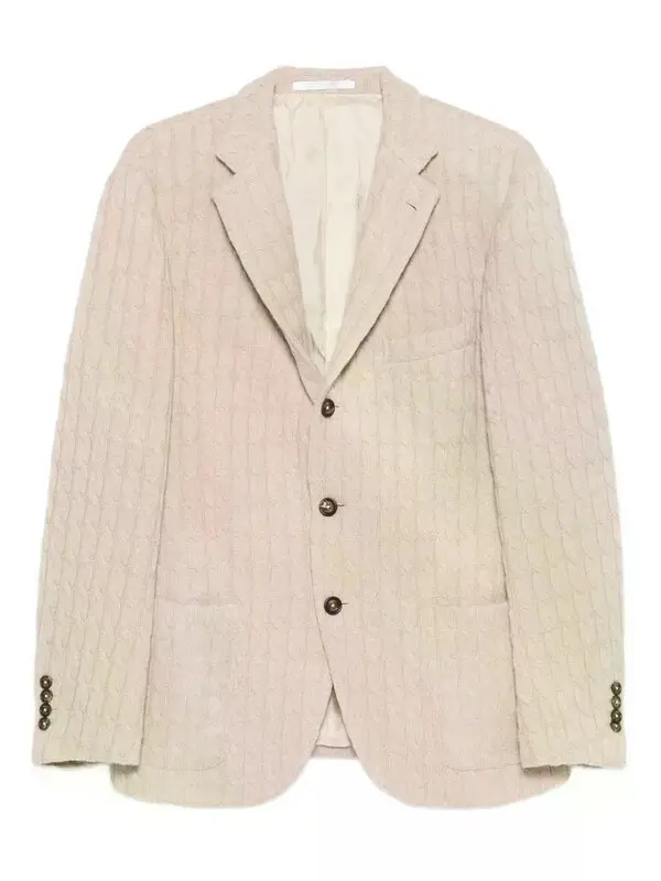Eleventy Cable-knit Single-breasted Blazer - Neutrals