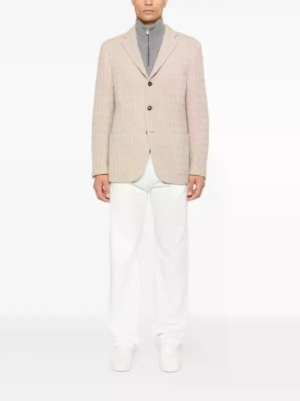 Eleventy Cable-knit Single-breasted Blazer - Neutrals