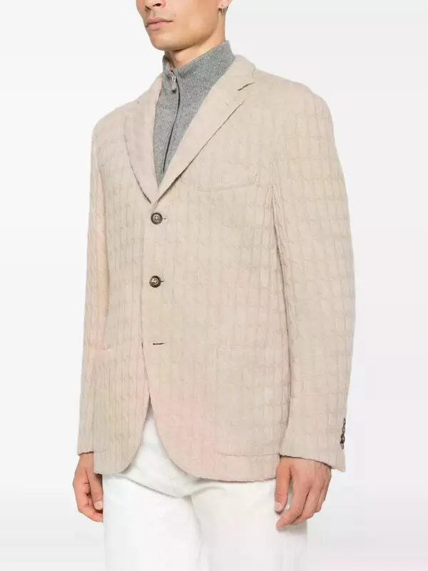 Eleventy Cable-knit Single-breasted Blazer - Neutrals