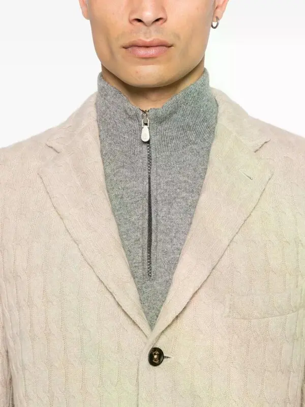 Eleventy Cable-knit Single-breasted Blazer - Neutrals