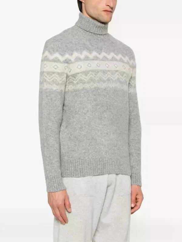 Eleventy Turtleneck Jacquard Sweater - Grey
