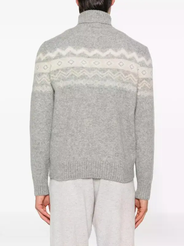 Eleventy Turtleneck Jacquard Sweater - Grey