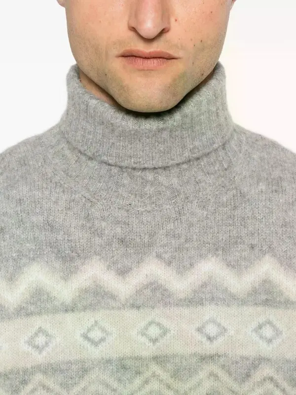 Eleventy Turtleneck Jacquard Sweater - Grey