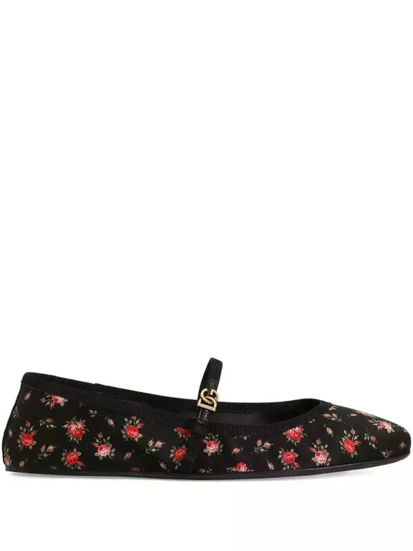 Dolce & Gabbana Floral Strap Ballet Flats