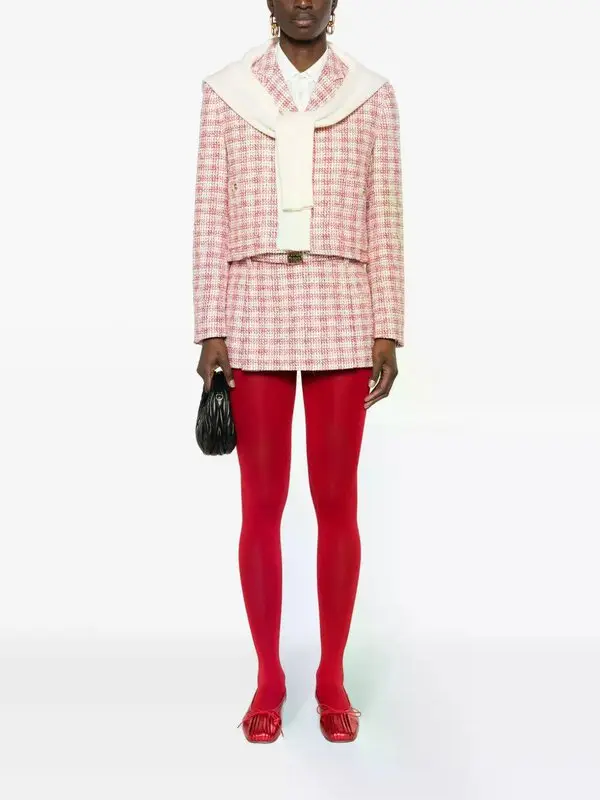 Miu Miu Belted A-line Tweed Miniskirt