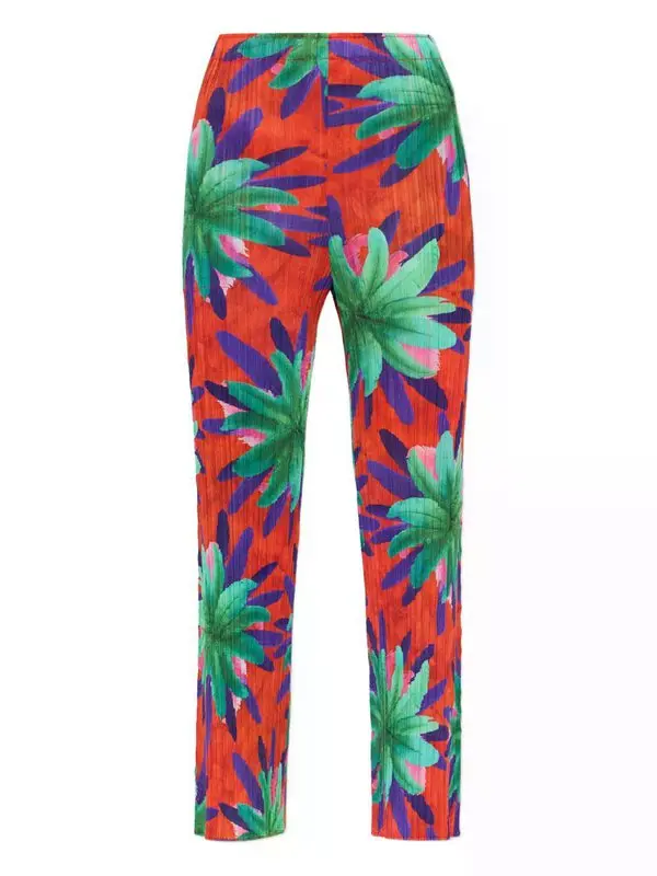 Issey Miyake Pleated Floral-print Trousers