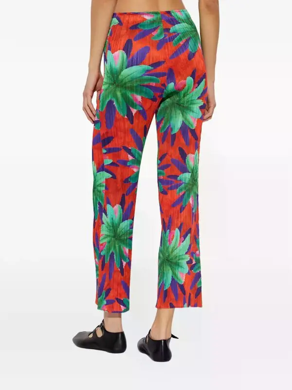 Issey Miyake Pleated Floral-print Trousers
