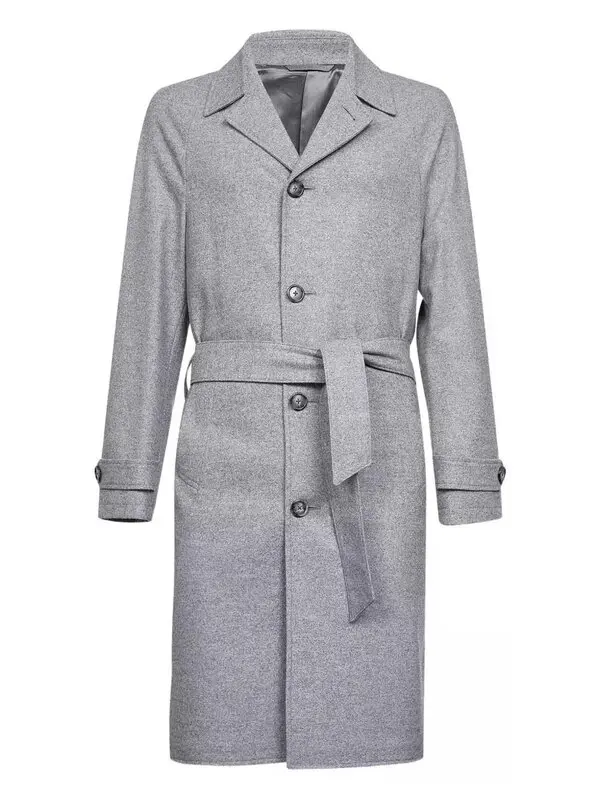 D4.0 Belted Buttoned Coat - Grey