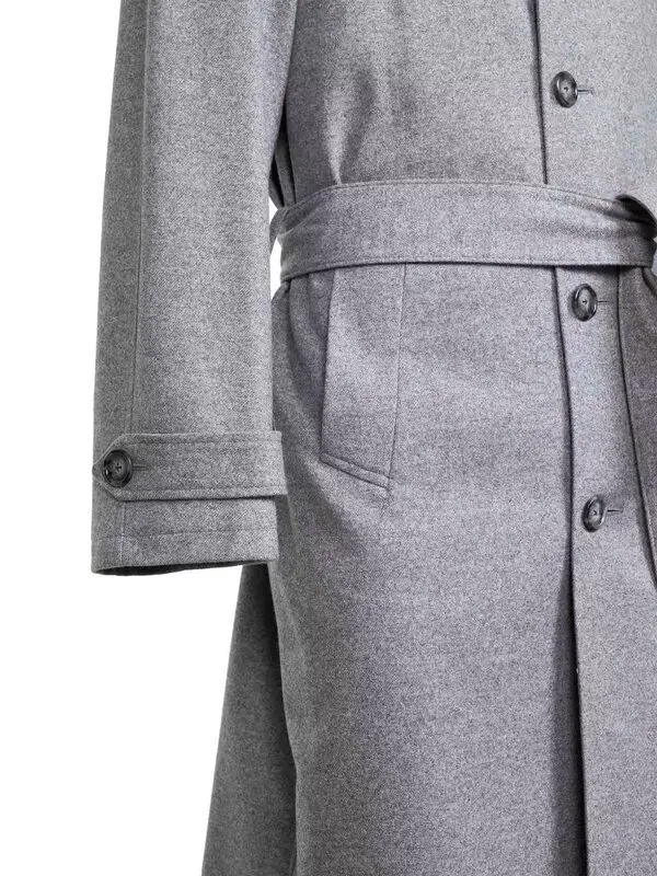 D4.0 Belted Buttoned Coat - Grey