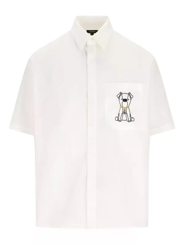 Fendi Dog Embroidery Pocket Shirt