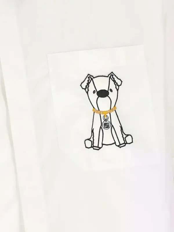 Fendi Dog Embroidery Pocket Shirt