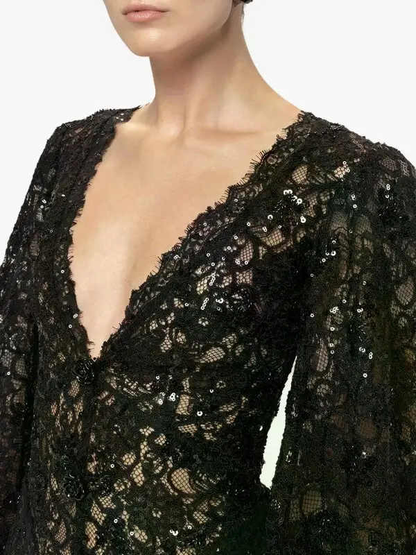 NISSA Sequin Lace Midi Dress