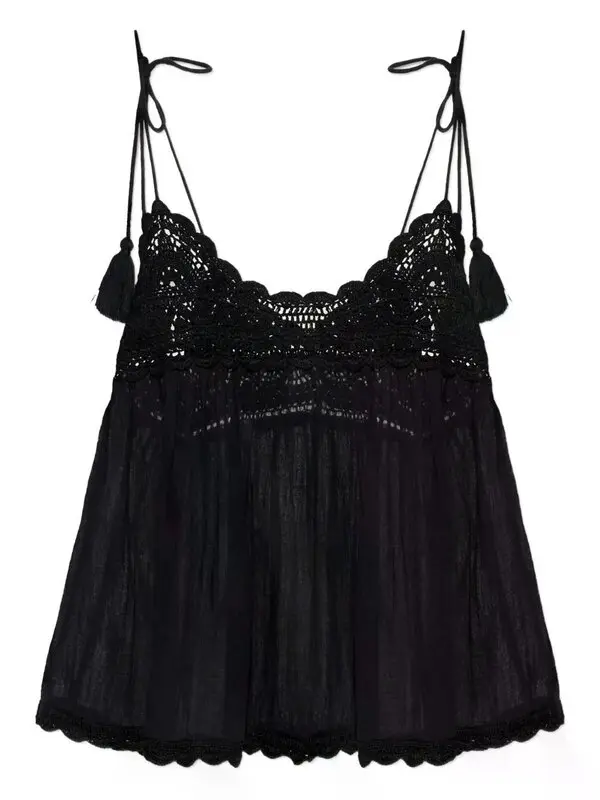 Ulla Johnson Crochet Tassel Top - Black