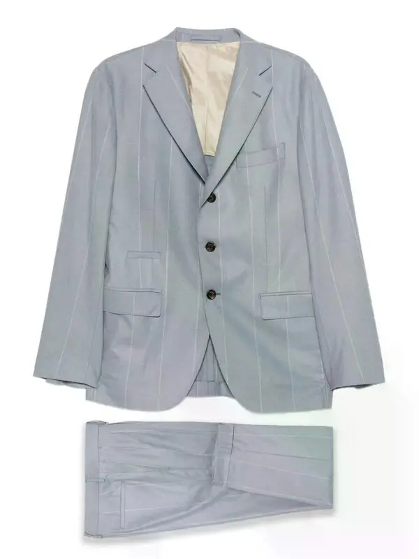 Eleventy Pinstripe Single-breasted Suit - Blue