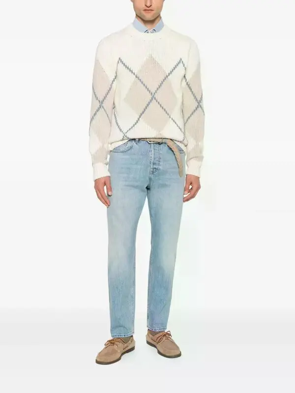 Eleventy Diamond-pattern Crew-neck Sweater